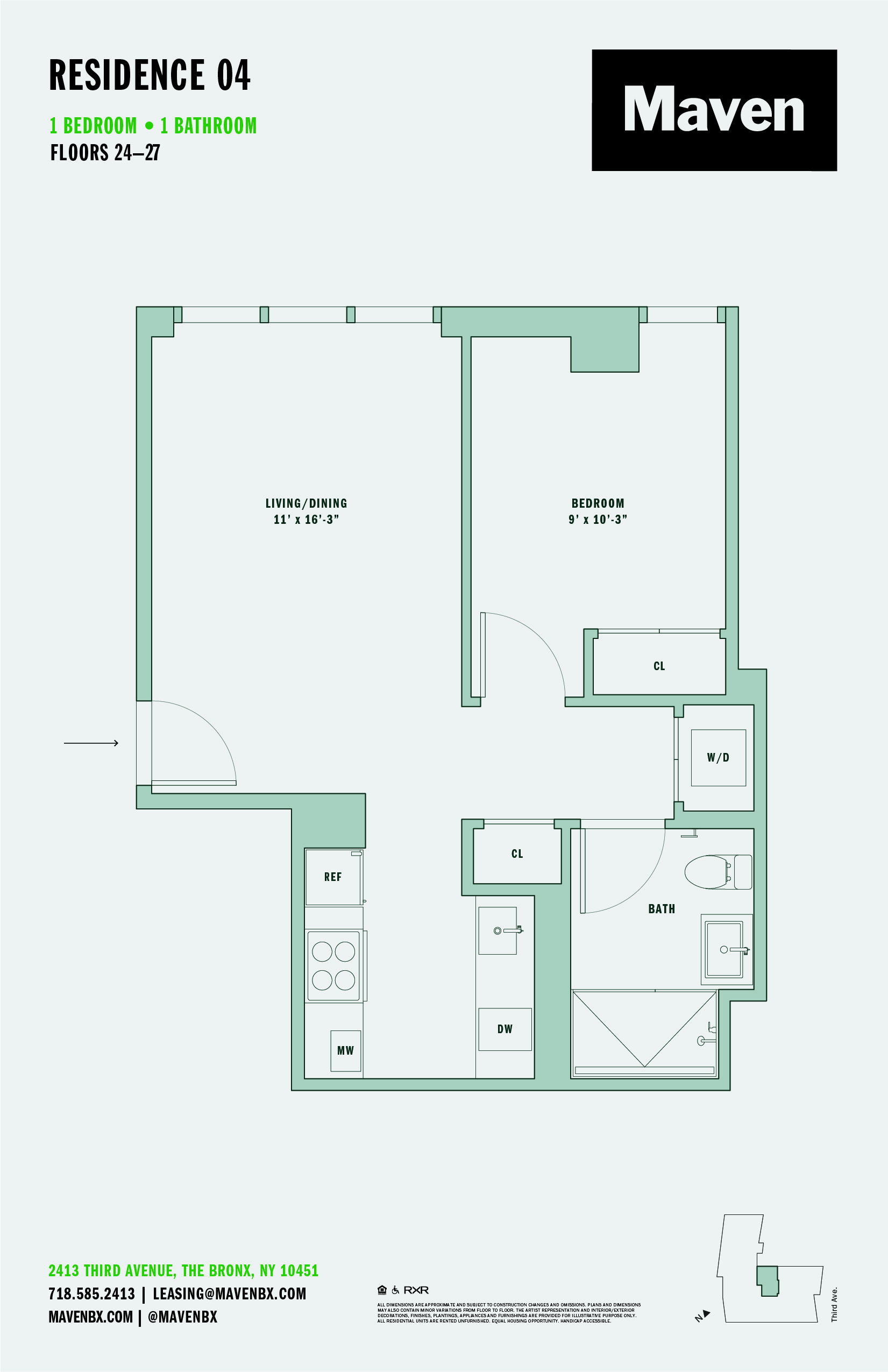 Floor Plans | 1 2 3 Bedroom Apartments in Bronx NY | Maven