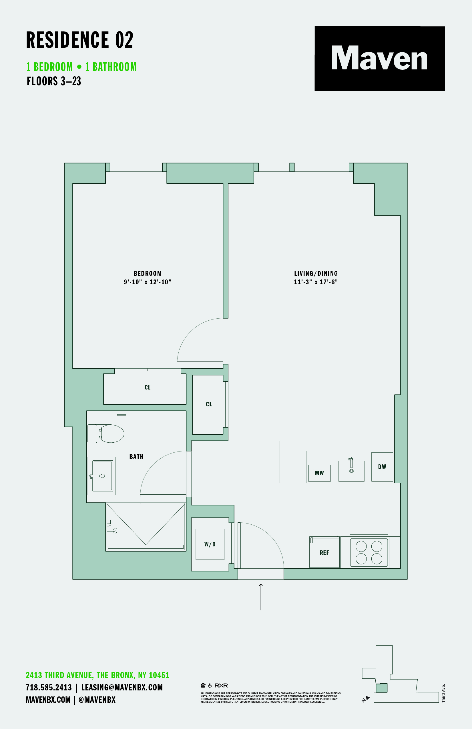 Floor Plans | 1 2 3 Bedroom Apartments in Bronx NY | Maven