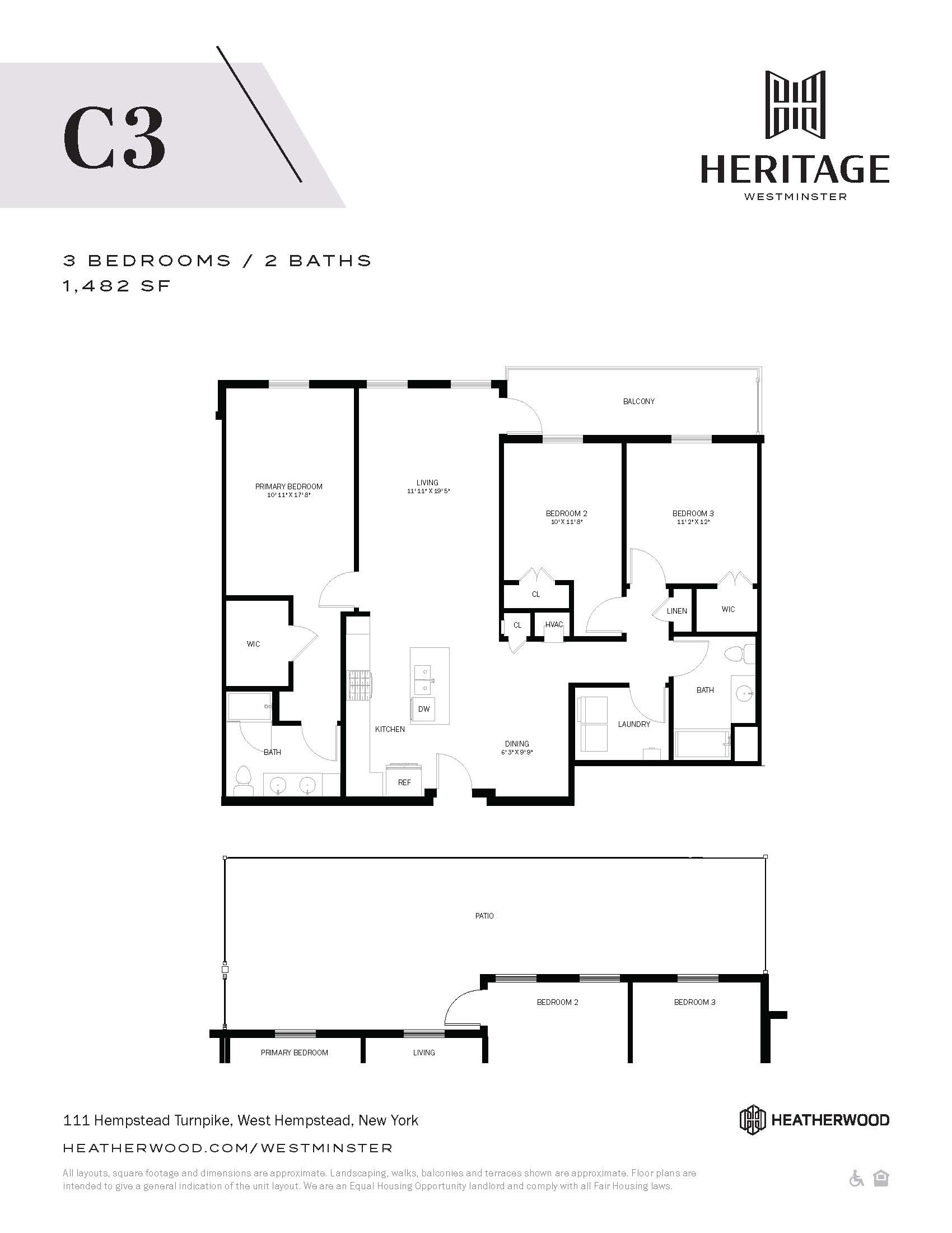 3 Bed, 2 Bath - C3 Floor Plan - 3 Bed, 2 Bath