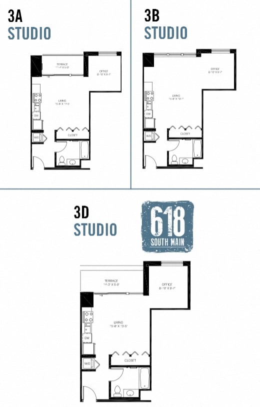 Luxury Studio, 1, & 2 Bedroom apartments for rent in downtown Main st ...