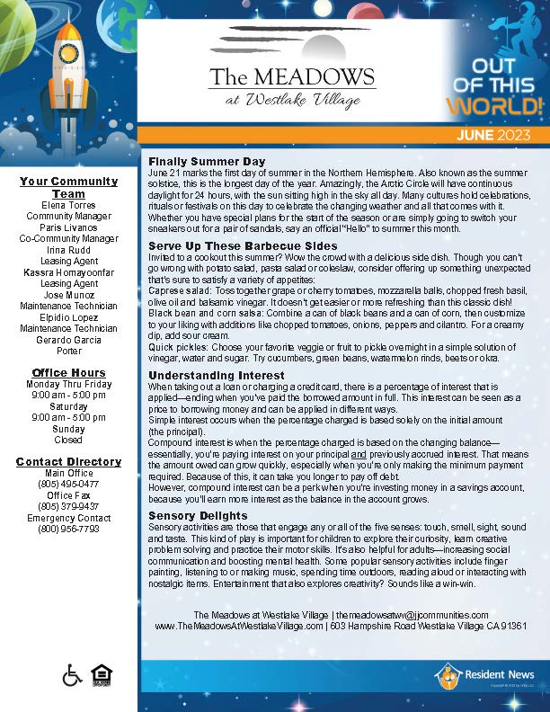The Meadows at Westlake Village | Resident Newsletters
